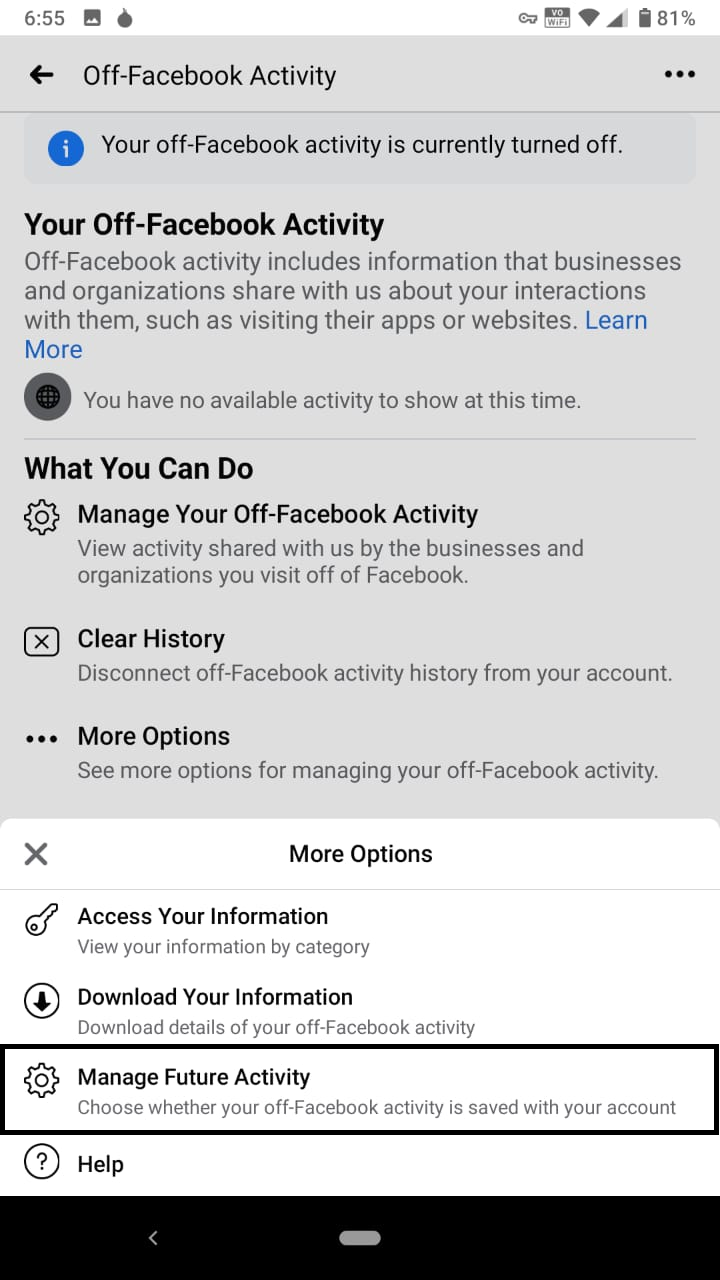 How to disable off-Facebook activity in Android? – TibCERT Knowledge Base